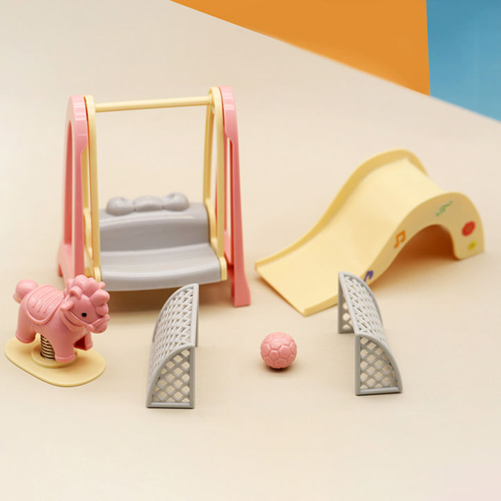 Microgood 1ชุดบ้านตุ๊กตาชิงช้าของเล่นสูงลดการแตกหักไม่ซีดจางสไลด์โยก3มิติม้าโยกตุ๊กตาโมเดลฟุตบอล ...