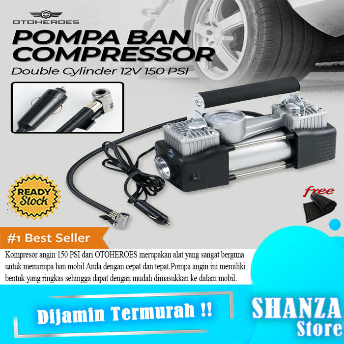 BISA COD - Pompa Ban Bus Compressor Double Cylinder 12V 150PSI DC-A105 ...