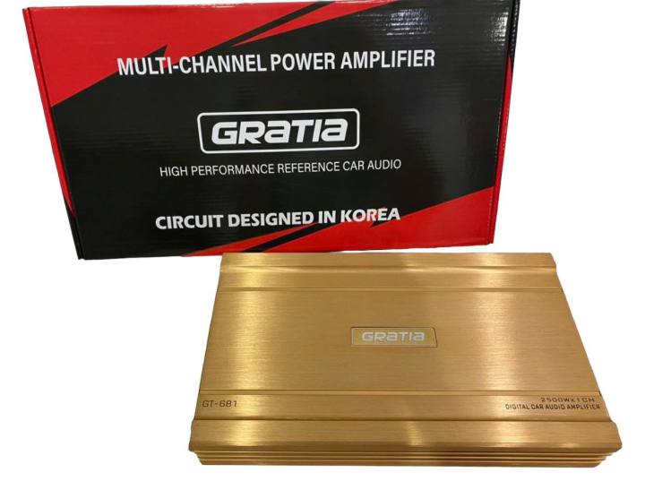 พาวเวอร์แอมป์รถยนต์ GRATIA รุ่น GT-681 วงจรเกาหลี คลาสดี กำลังขับ 2500watts ขับซับ 10-12 นิ้ว ...