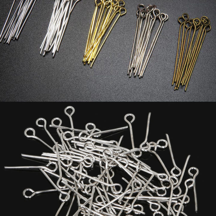 200pcs Gold Silver Eye Head Pins 16 20 25 30 35 40 45 50 mm Eye Pins ...