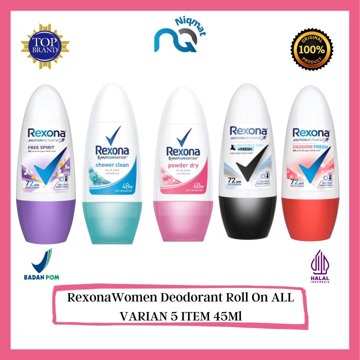 Rexona Women Deodorant Roll On Antiperspirant - 72 Jam Kesegaran Nonstop - 45mL | Lazada Indonesia