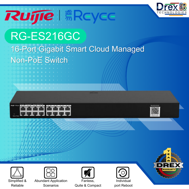 Ruijie RG-ES216GC 16-Port Non-PoE Gigabit Cloud Managed Switch | Lazada PH