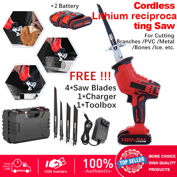 【Free 4 Blades】Cordless Reciprocating Saw Electric saw Electric Saber ...