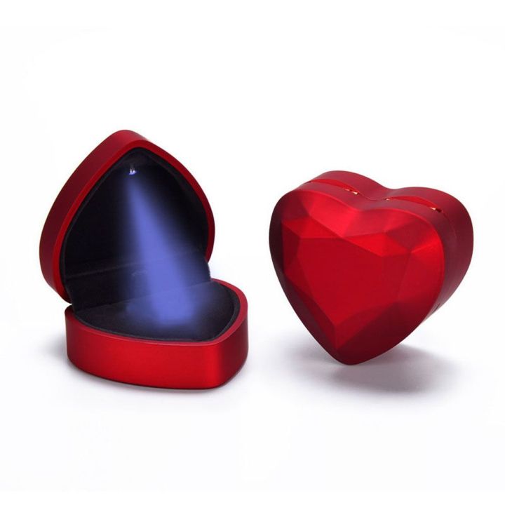 KUXMTC Fashion Engagement Heart-shaped Ring Holder Velvet Wedding ...