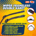 Wiper Dual Karet Double Blade SIGRA Ukuran 22 - 16 inci Wiper Mobil Frameless Sepasang Kanan ...