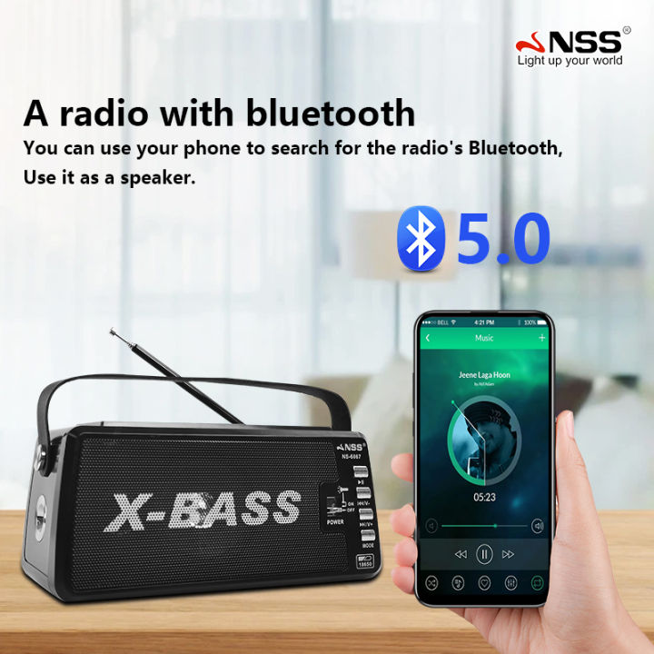 NSS Rechargeable Solar Radio Bluetooth Speaker AM FM SW With Battery ...
