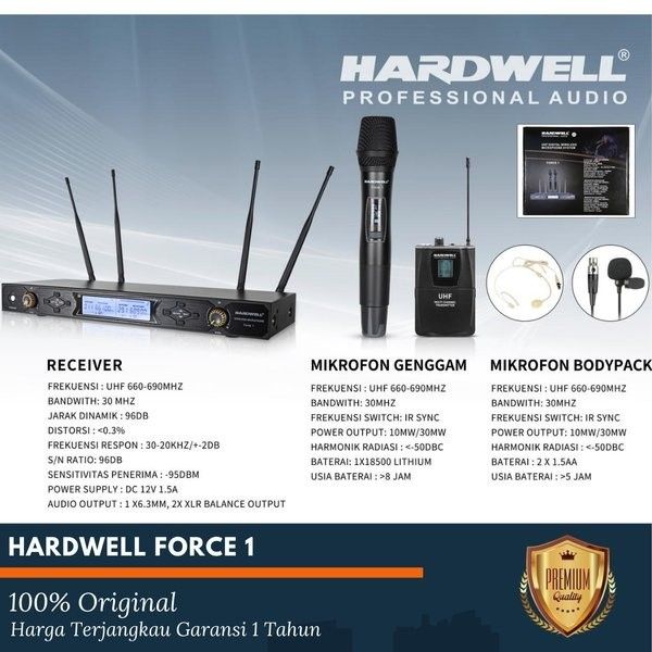 Mic Wireless Hardwell FORCE 1 Kombinasi Handheld Clip On Headset ...