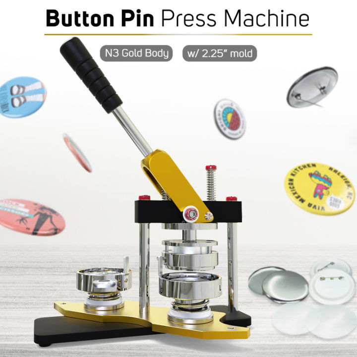 Quali-Products - Button Pin Press Machine N3 Gold Body w/ 2.25" mold ...