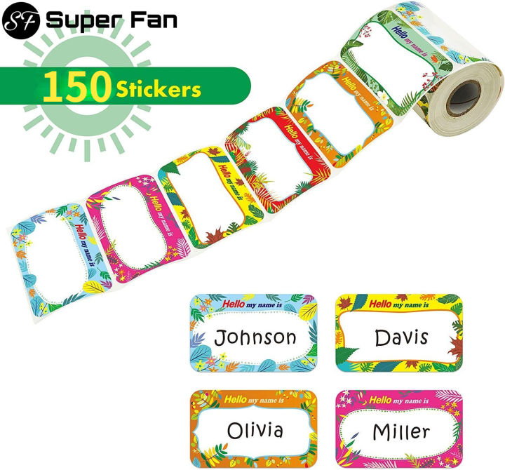 (Super Fan) 150-300pcs Stickers/roll Color Box Name Sticker ...