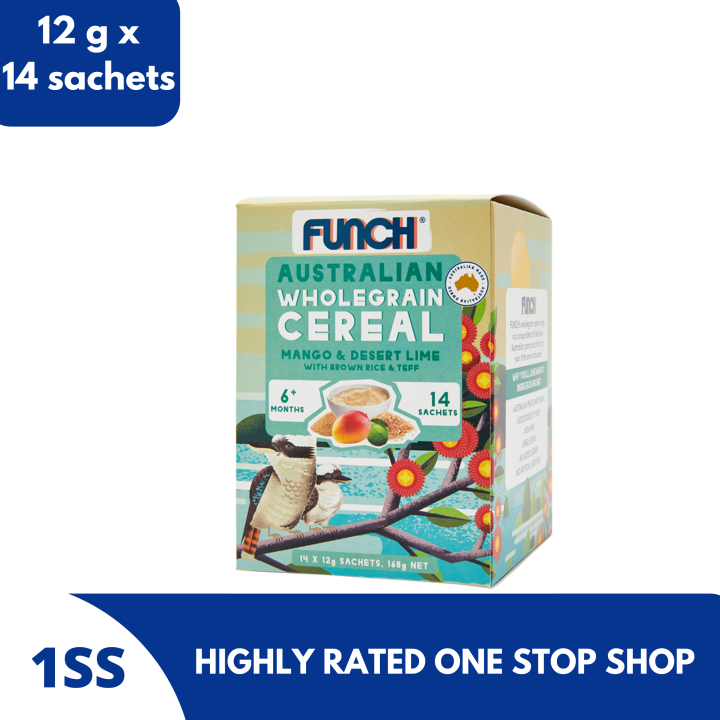 Funch Mango & Desert Lime Australian Whole Grain Cereal, 12g x 14 ...
