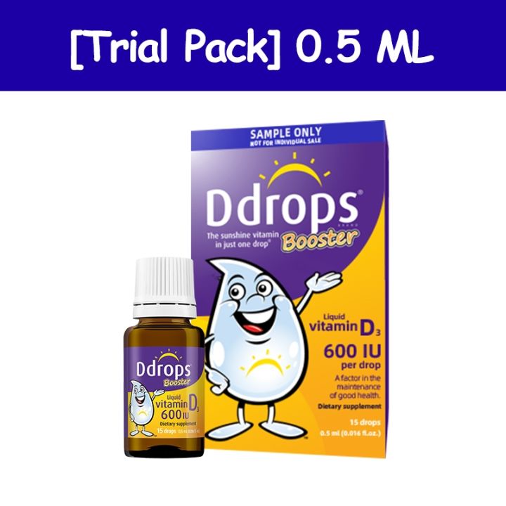 Ddrops Kids Booster Liquid Vitamin D3 600 IU - Daily Vitamin D (Trial Pack), Allergy-Friendly, 0 ...
