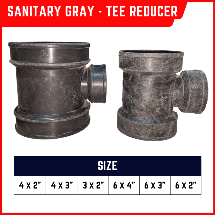 Sanitary PVC Fittings Gray Tee Reducer (Sizes: 6X4", 6X3",6X2") Sold ...