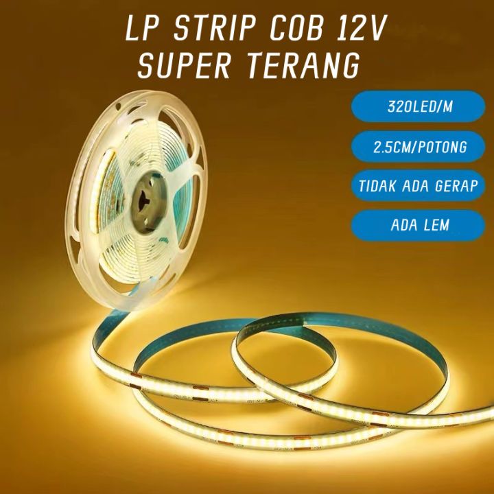 Led Strip COB DC 12volt 5 meter 320led / Lampu Strip Light COB IP33 ...