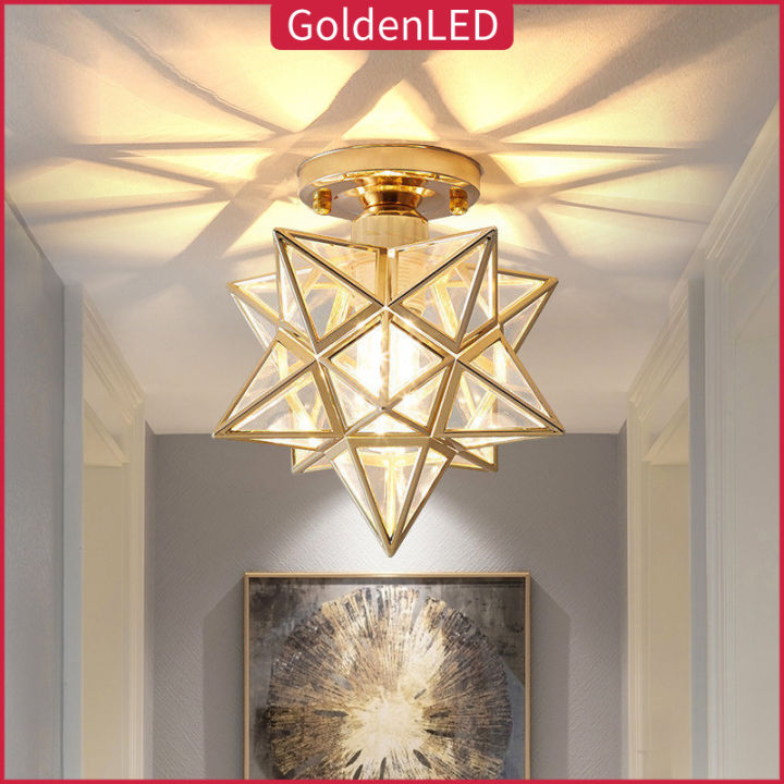 Golden LED Lampu Plafon Ceiling Minimalis Star Cahaya lampu langit ...