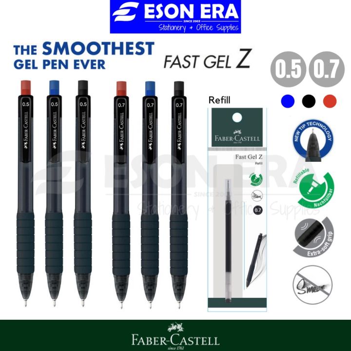 Faber-Castell Fast Gel Z Retractable Gel Pen Refillable 0.5mm / 0.7mm ...