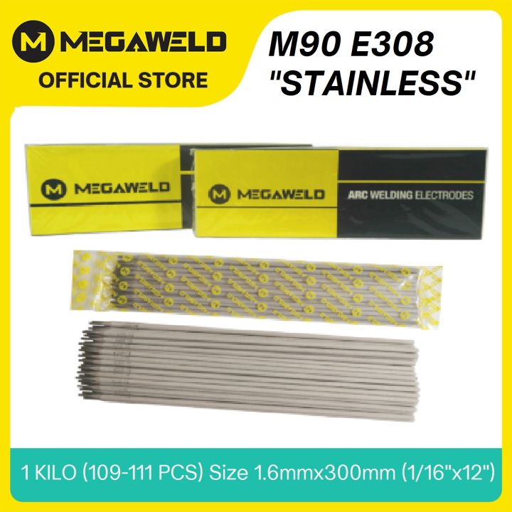 1 KILO (109-111 PCS) E308 size 1.6mm x 300mm (1/16"x12") Megaweld M90 ...