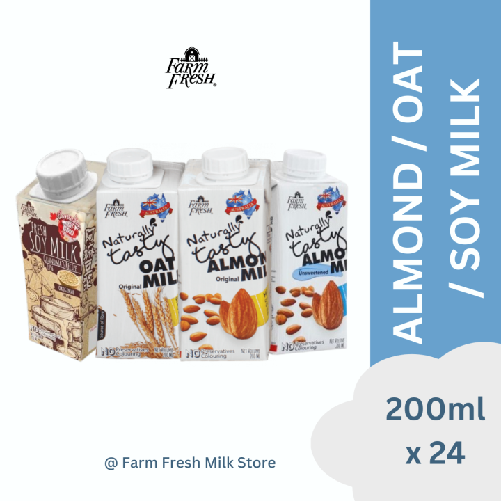 Nutritious UHT Farm Fresh Almond/Unsweet Almond/Oat/Soy Milk, 200ml x ...