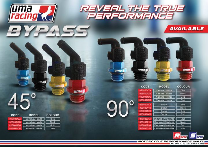 UMA Racing By-pass Valve 45° and 90° Honda/Yamaha Universal (Oil ...