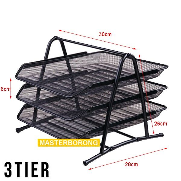 masterborong 3 Tier A4 Size Metal Desk Document Tray Wire Mesh Tray ...