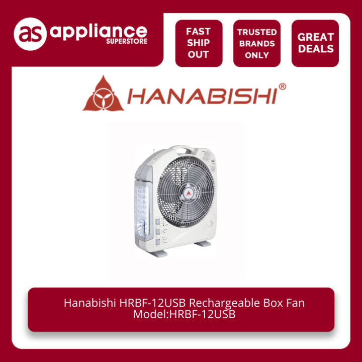 Hanabishi HRBF-12USB Rechargeable Box Fan | Lazada PH