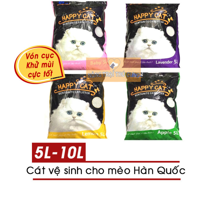 Cát Vệ Sinh Cho Mèo HAPPY CAT (Hàn Quốc) 10L - Đủ Mùi - [Nông Trại Thú Cưng] | Lazada.vn