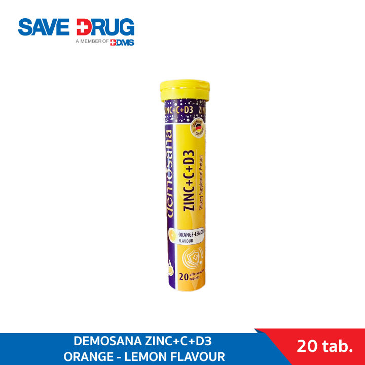 DEMOSANA ZINC+C+D3 ORANGE - LEMON FLAVOUR 20'S | Lazada.co.th