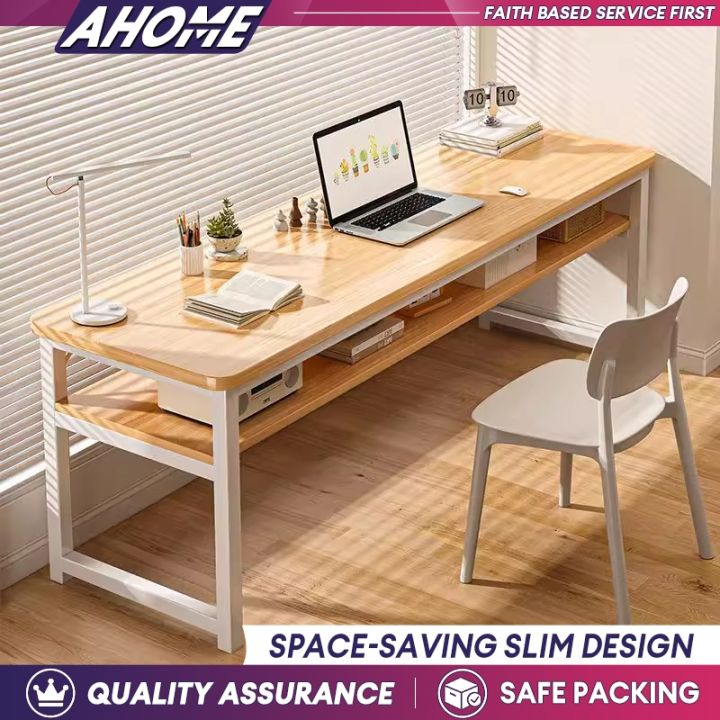 .. 120/140/160cm 2 layers Table Writing Desk Solid Wood Living Room ...