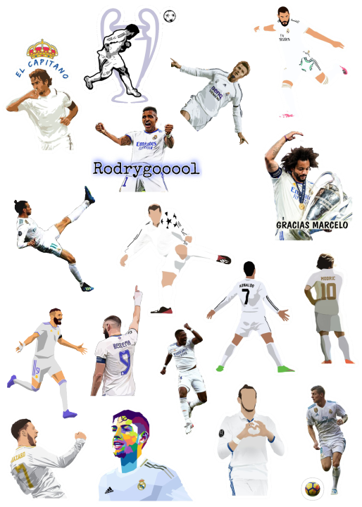 Bộ 34 sticker hình dán REAL MADRID, hình dán nón bảo hiểm, hình dán ...