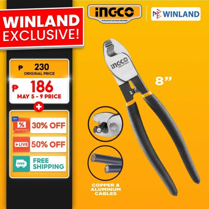 Ingco by Winland Heavy Duty Industrial Cable Cutter 200mm(8") HCCB0208 ...