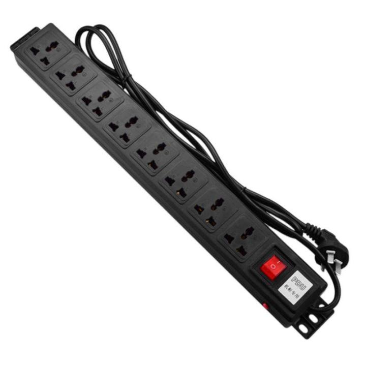 1U PDU 8 Outlet Metal Power Strip Surge Protector 250V 10A 2500W with ...