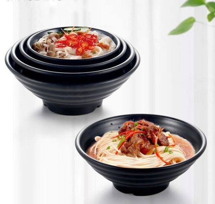 FAMILIFE 1pc Large Bowl Japanese Style Ramen Bowl Unbreakable Black ...