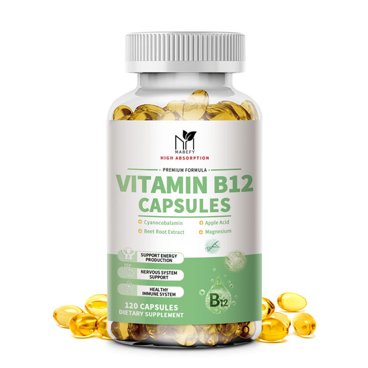 Vitamin B12 Capsules 500mcg for Provides Energy Production Boost Metabolism Nervous System ...