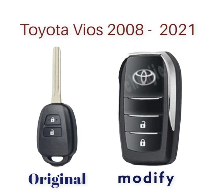 Toyota Vios Gen 3 Yaris Modified Flip Remote Key with Logo | Lazada PH
