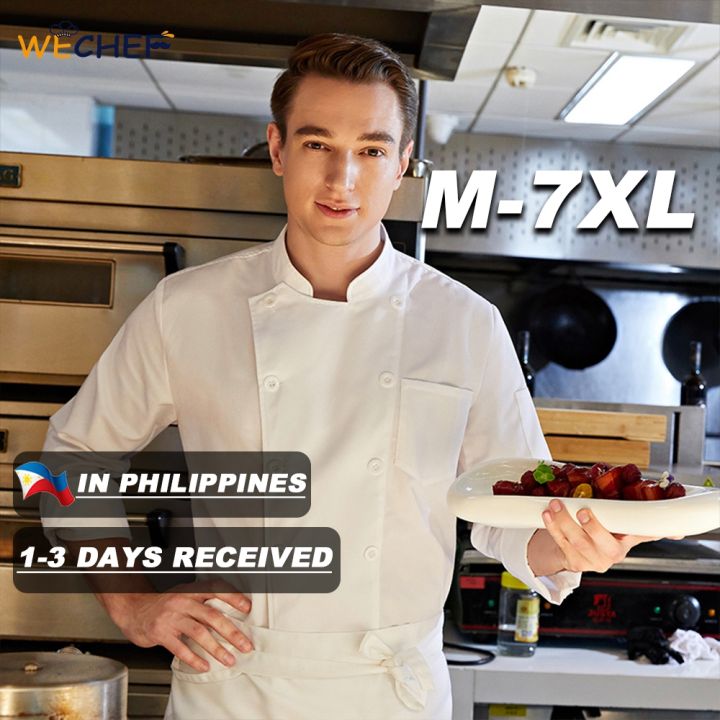 【🇵🇭MALINA READY STOCK】M-7XL Plus Size Chef Uniform Jacket Shirt Work Clothes Unisex 5XL 6XL 7XL ...