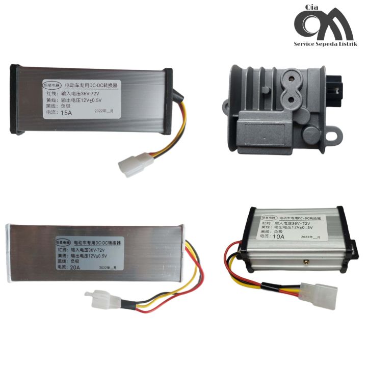Converter / Reducer DC to DC 36V-72V Ke 12V 10A-15A-20A-25A-30A untuk Sepeda Listrik & Motor ...