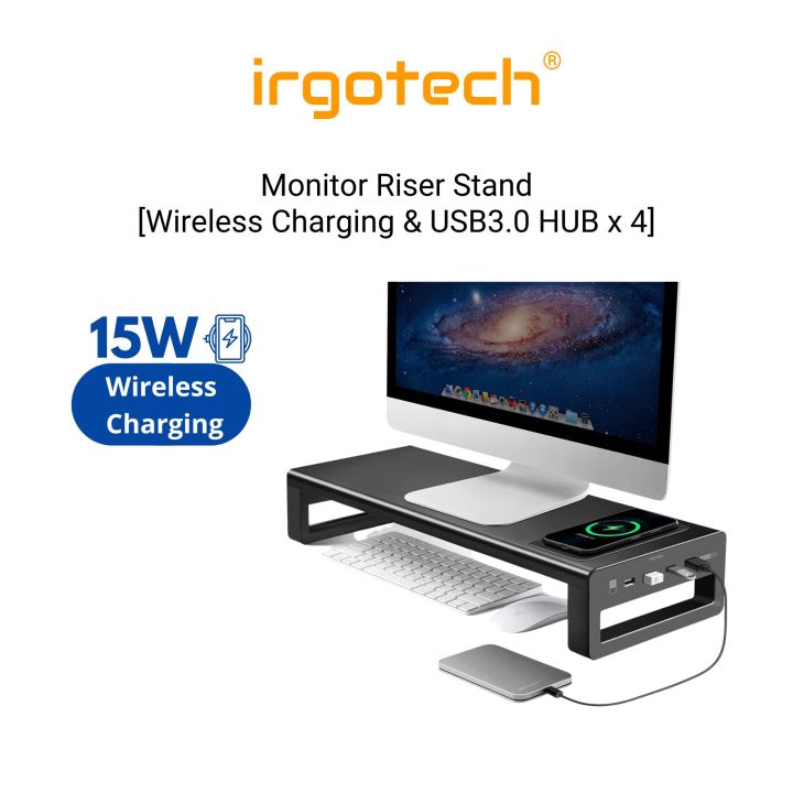 VAYDEER PC Monitor Riser USB Hub Wireless Charging Fast Charge Phone ...