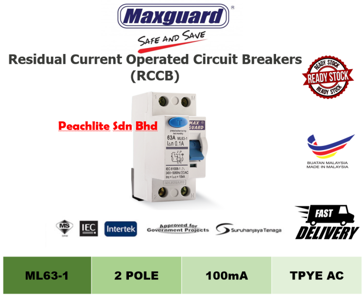 MAXGUARD Residual Current Operated Circuit Breakers ML63-1 Series ELCB ... MAXGUARD Residual Current Operated Circuit Breakers ML63-1 Series ELCB ...