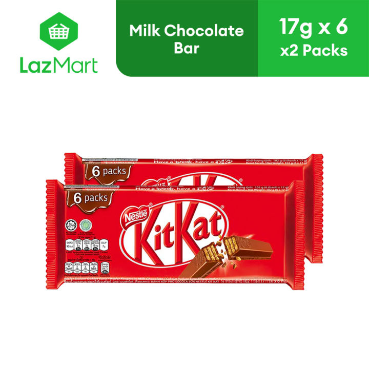 Kit Kat 2 Finger Milk Chocolate Bar Flowrap (17g x 6) - Pack of 2 ...