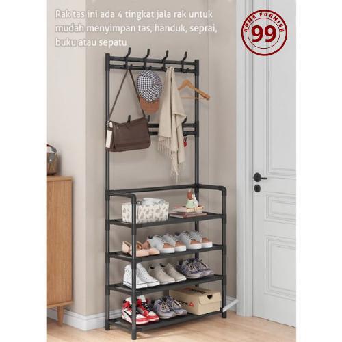 HF - Rak Sepatu 4 Susun Gantungan Baju Tempat PenyimpananTas Topi Rak ...