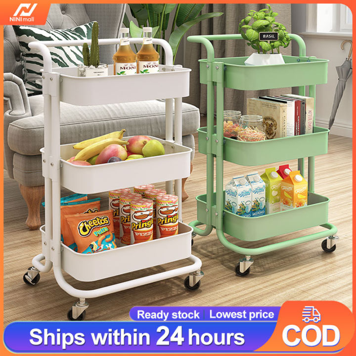 NINI Trolley 3/4 Tier Multifunction Storage Rack Office Shelves Home ...