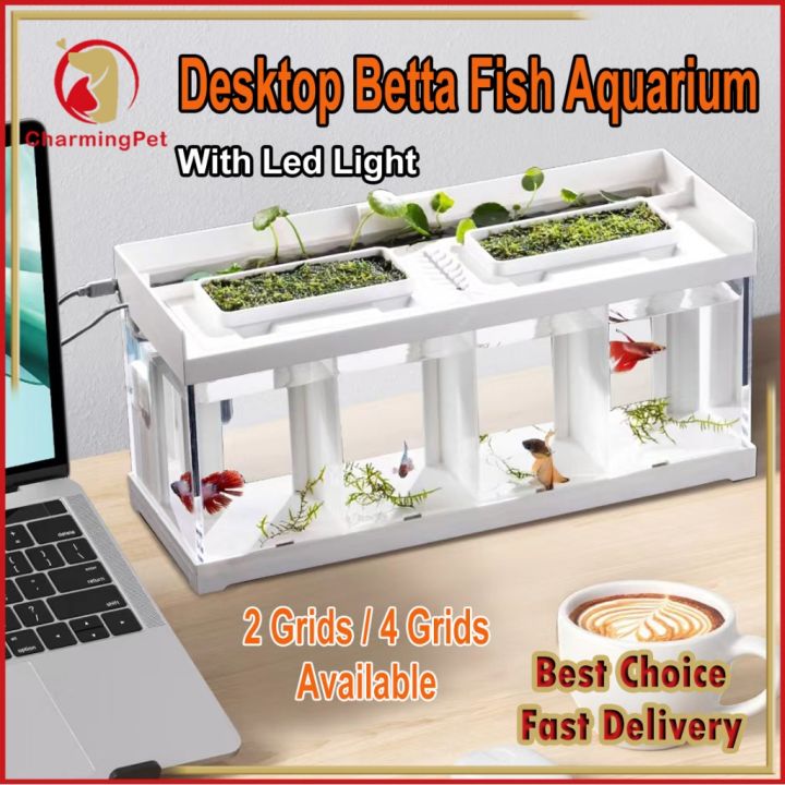 Betta Fish Tank Mini Fish Aquarium Desktop Integrated Fish Tank 2/4 ...
