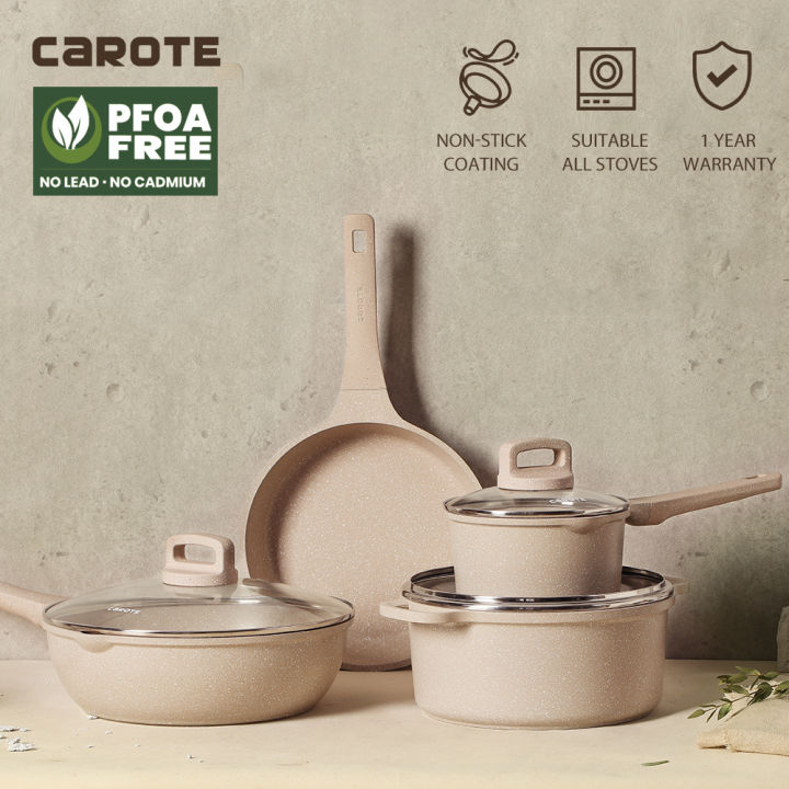 CAROTE Pots and Pans Set Nonstick, 7 Pcs Induction Cookware Set ...