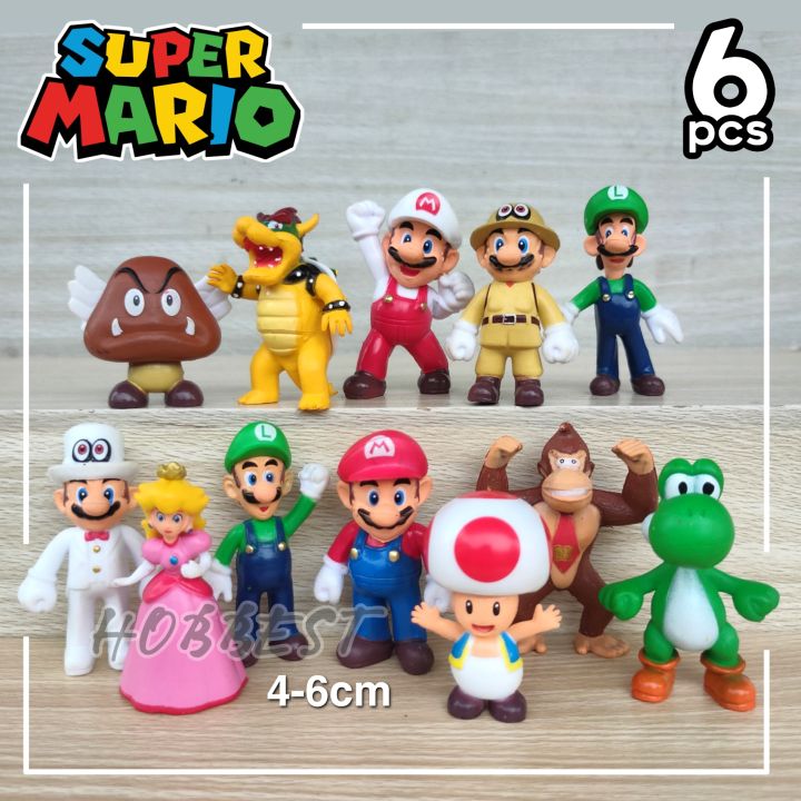 Action Figure SUPER MARIO BROS set isi 6 pcs - Miniatur Topper Kue ...