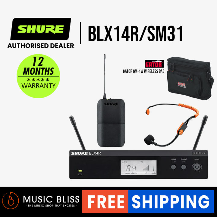 Shure BLX14R/SM31 Wireless Rack-mount Presenter System, BLX4R Wireless Receiver, BLX1 Bodypack ...