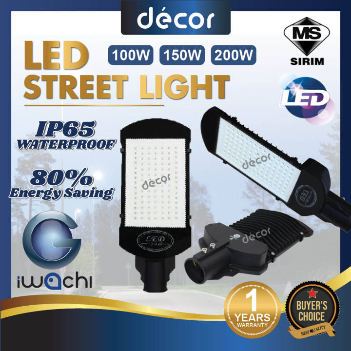 IWACHI LED Street Light Outdoor Light Weatherproof Super Bright 100W ...