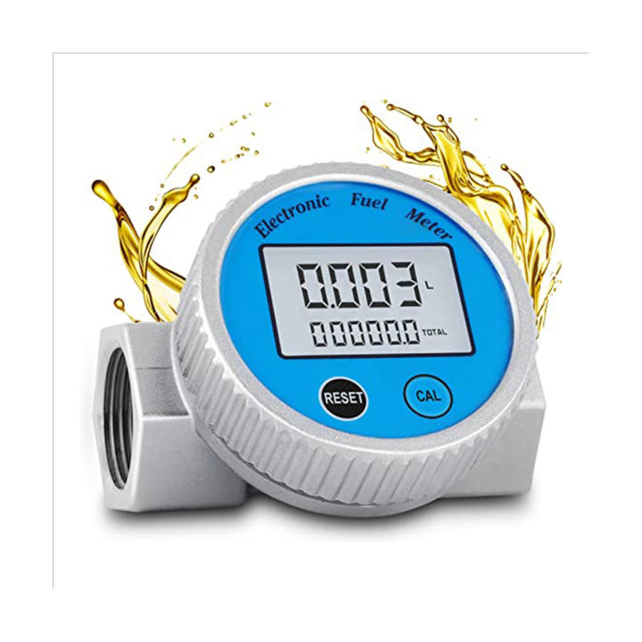 Turbine Flow Meter Waterproof Digital Fuel Flowmeter 2.37-26.41GPM for ...