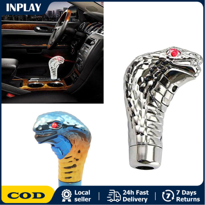 Universal Car Cobra Head Gear Shift Knob Blue Red LED Eyes Shifter Manual Automatic Universal Auto
