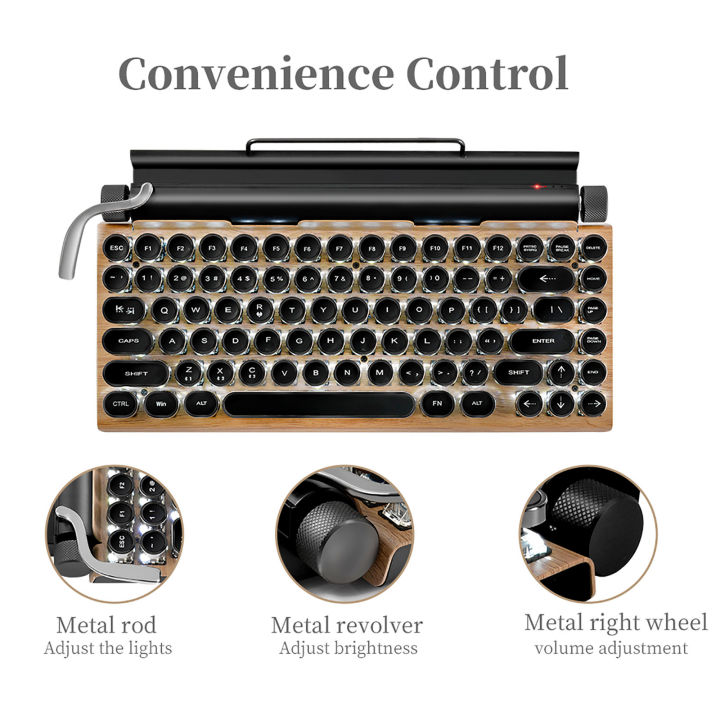 Mechanical Keyboard Wireless Bluetooth keyboards Dot retro typewriter ...