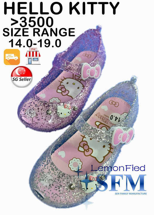 HELLO KITTY K 3500 Size 14-19 Princess Fashion Girls Shoes SG Local Pink Fuchsia Silver Jelly ...