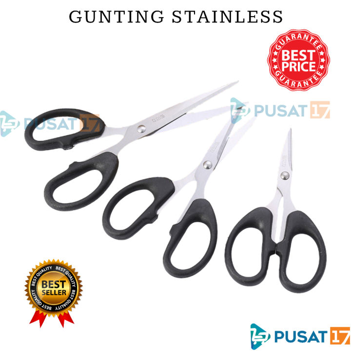 GUNTING STAINLESS TAJAM SERBAGUNA KECIL SEDANG BESAR / GUNTING KERTAS ...